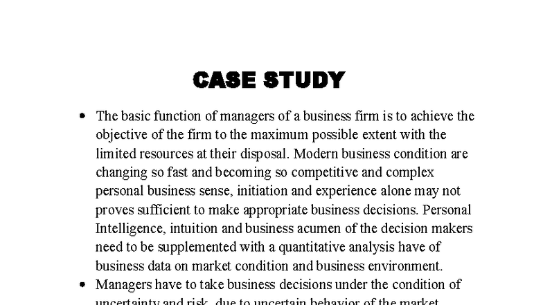 CASE STUDY: The Role of Macroeconomics in Business Decision-Making ...