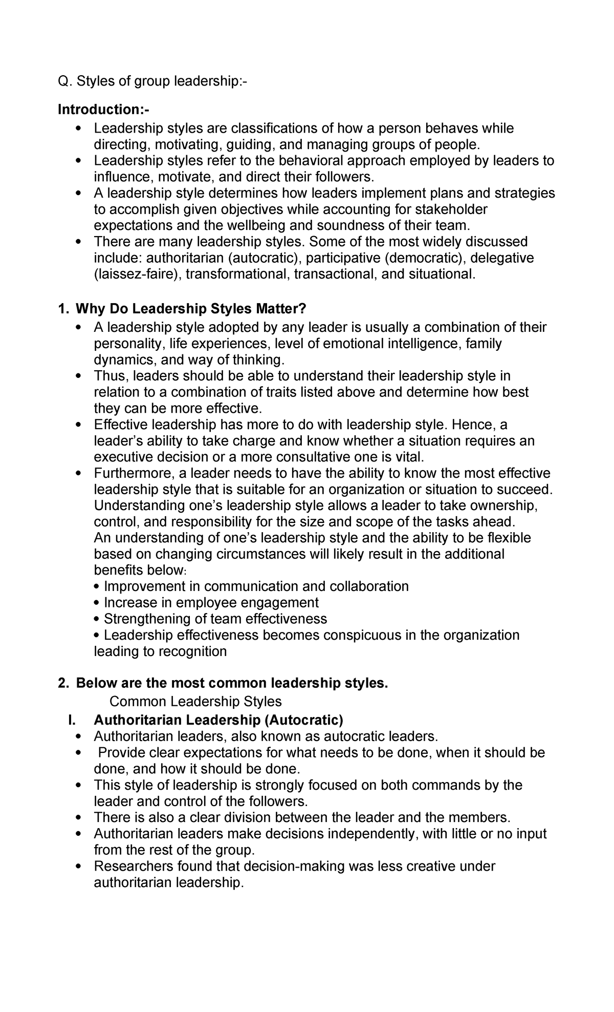 Styles of group leadership p - Q. Styles of group leadership ...