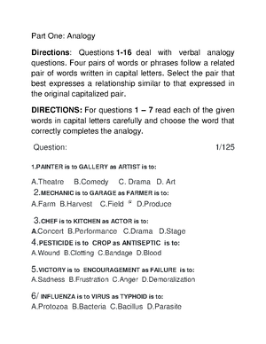 GAT Verbal Antonyms Practice Questions & Answers Set 1 - Studocu