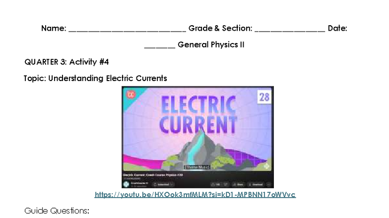General Physics II Q3: Understanding Electric Currents & Circuit Analysis - Studocu