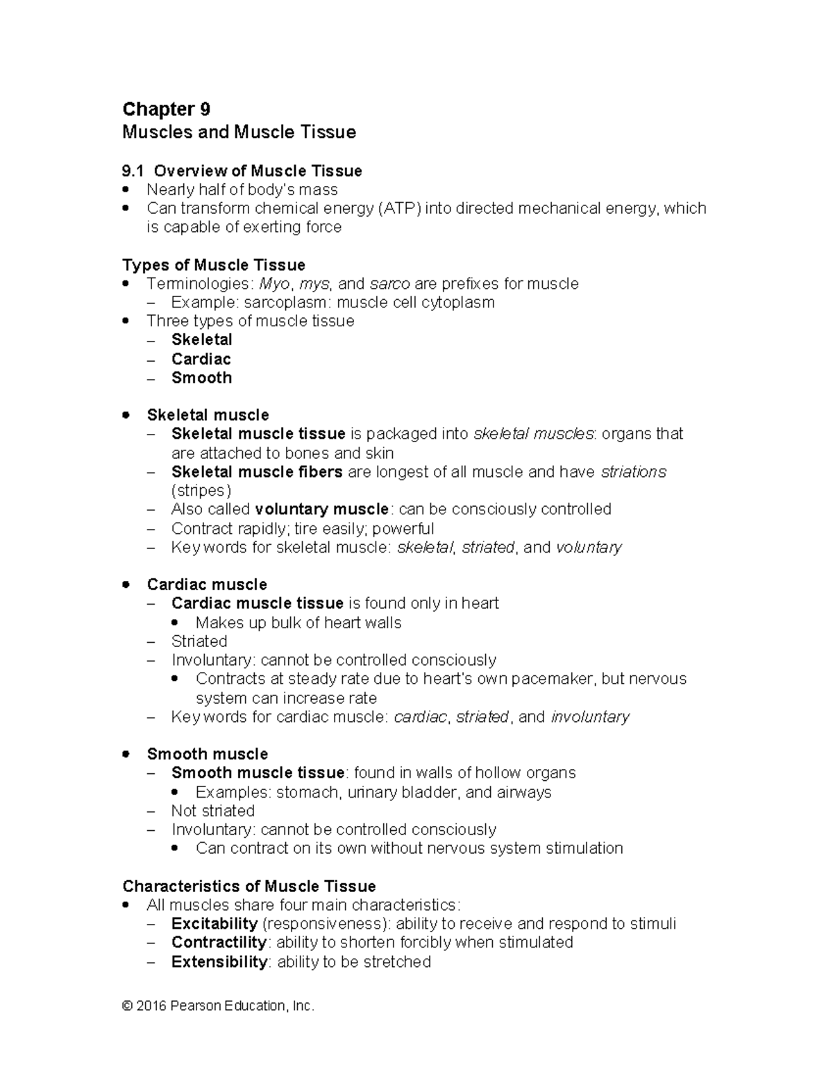 Chapter 9: Muscles and Muscle Tissue - Detailed Overview - Studocu