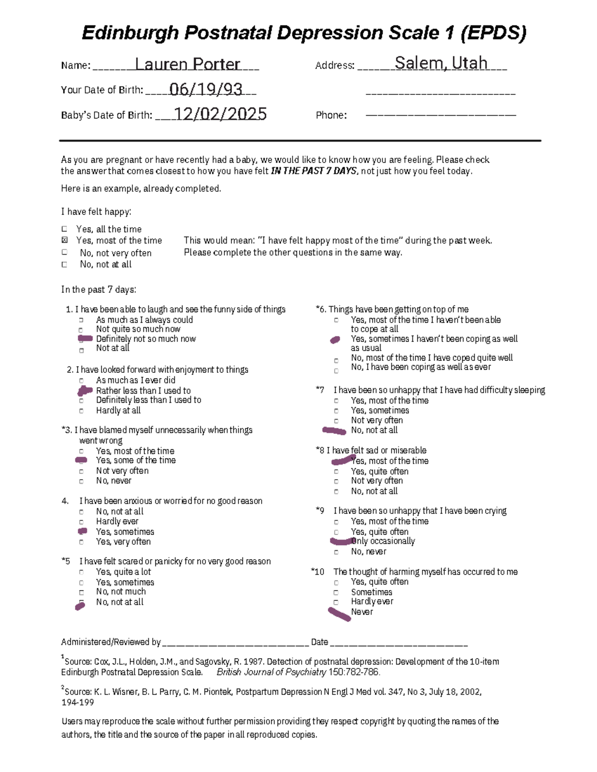 EPDS Assessment for Postnatal Depression: A Self-Report Tool - Studocu