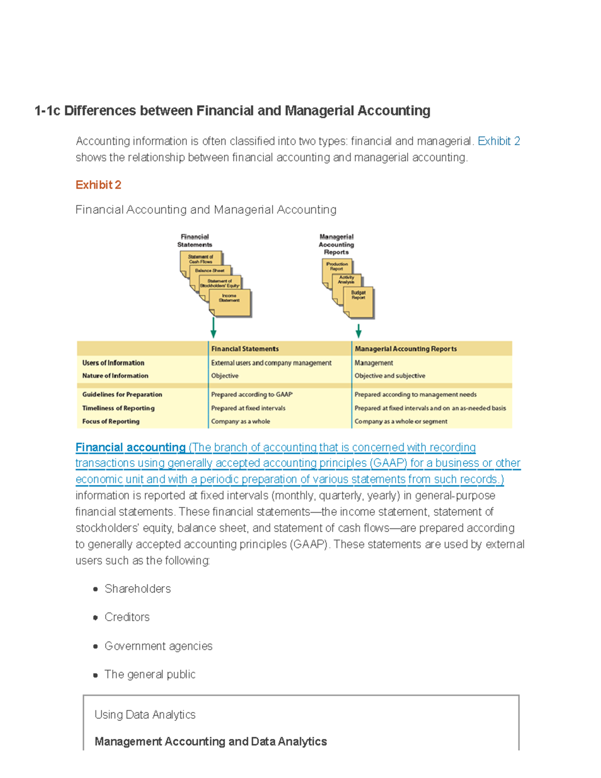 Textbook: 1-1c Differences between Financial and Managerial Accounting - 1-1c Differences ...