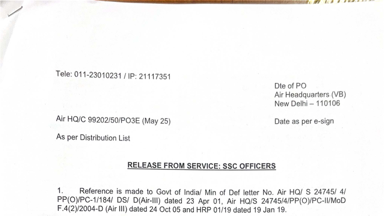 Release Order for SSC Officers - Air HQ (May 25) - Studocu