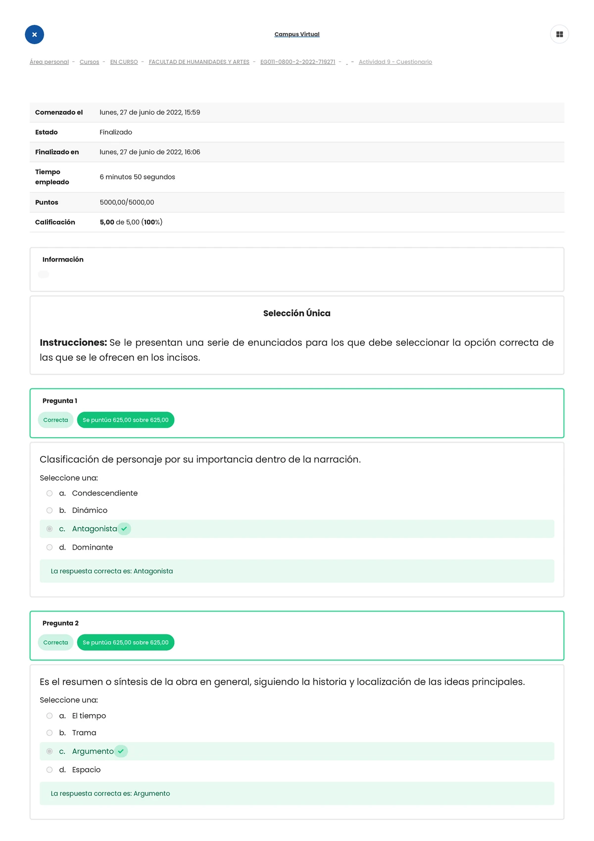 Actividad 8 - Cuestionario - Español General EG011 - Área personal - Cursos - EN CURSO ...
