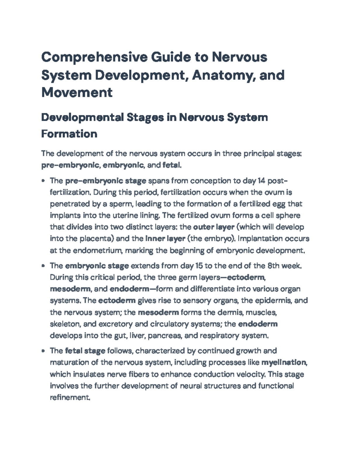 Comprehensive Guide to Nervous System Development & Anatomy (BIO 101) - Studocu