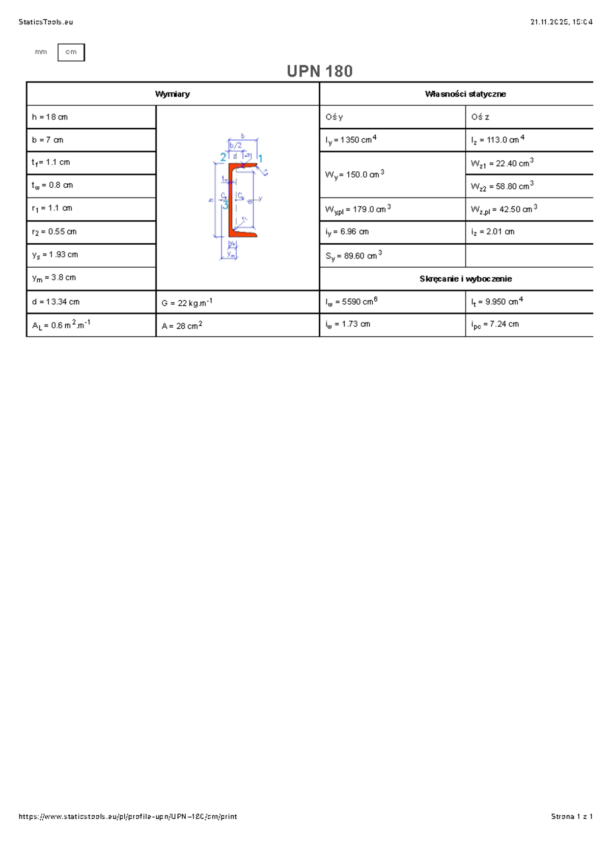 Upn180 - 2025 - StaticsTools 21.11, 15: 04 staticstools/pl/profile-upn ...