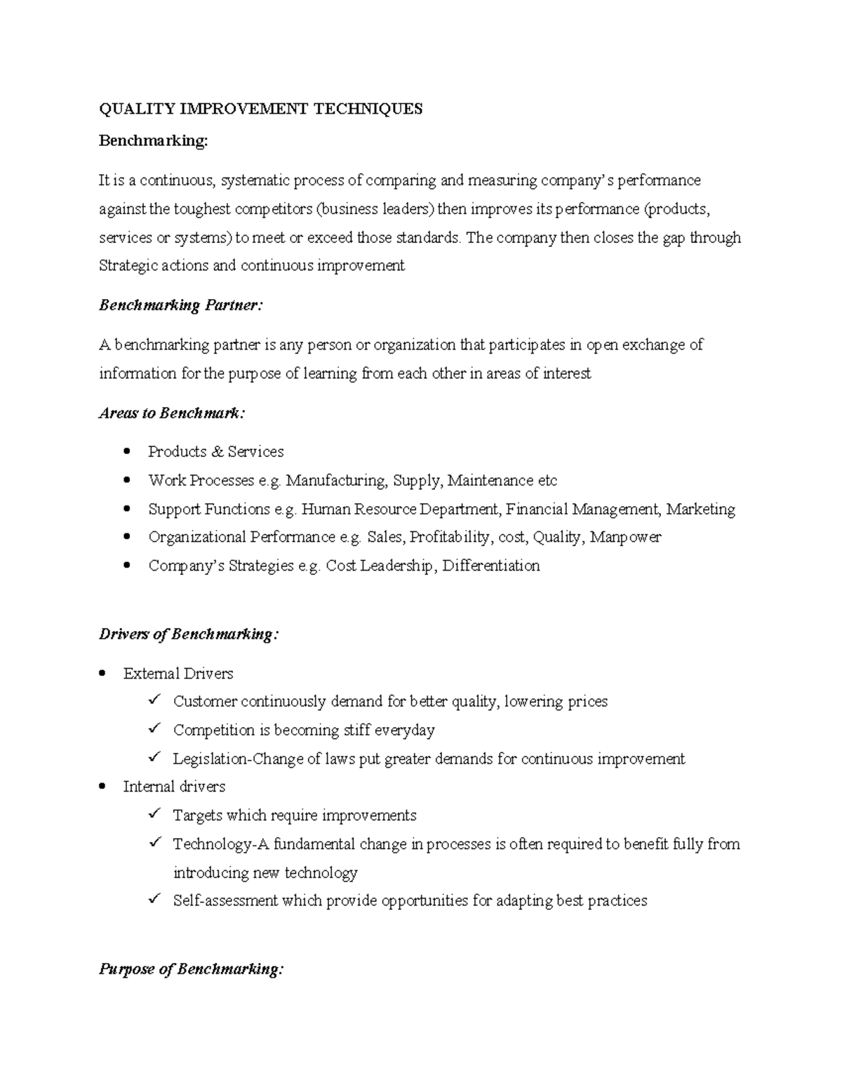 Topic 9 Quality Improvement Techniques - QUALITY IMPROVEMENT TECHNIQUES ...