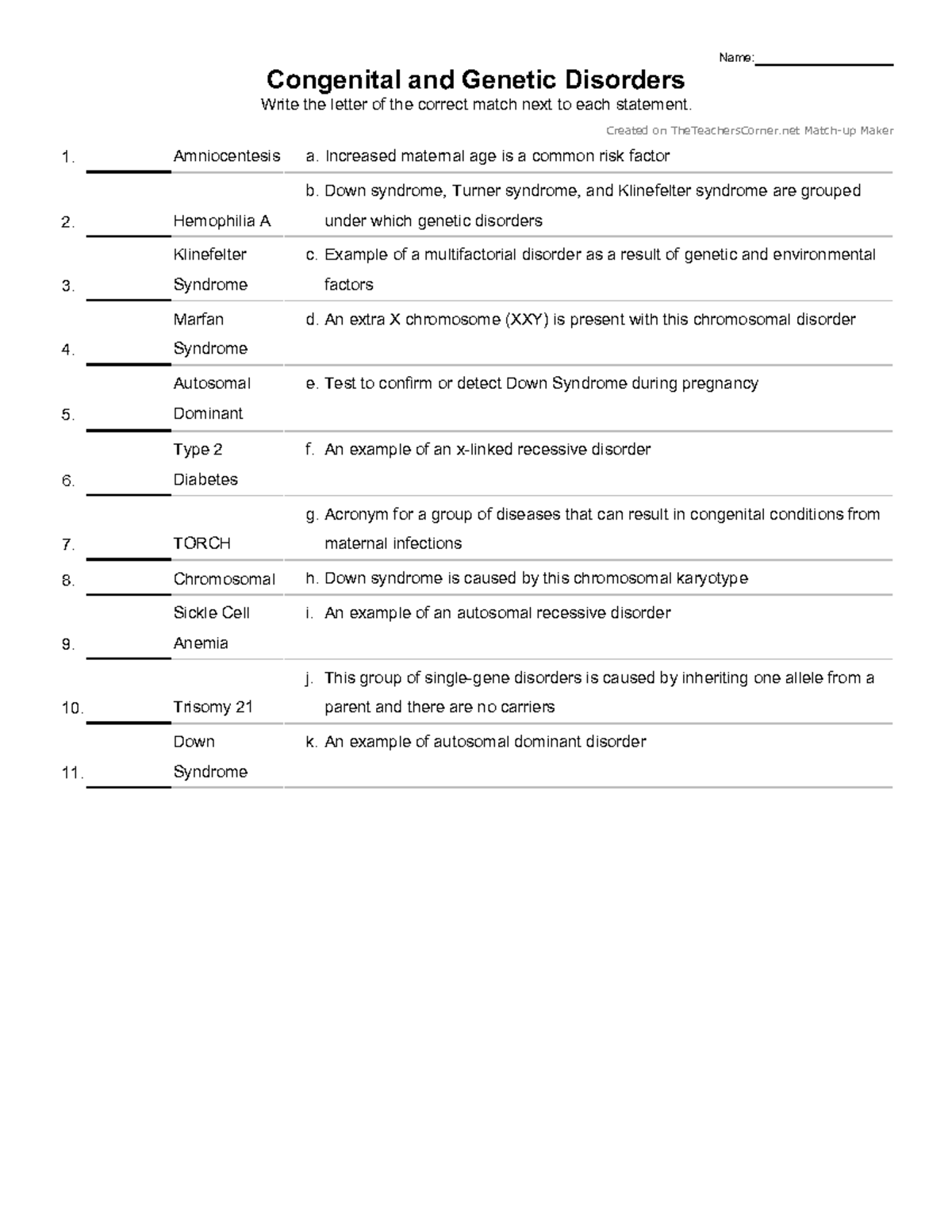 First day files- Week 1 Congenital and Genetic Disorders Review ...