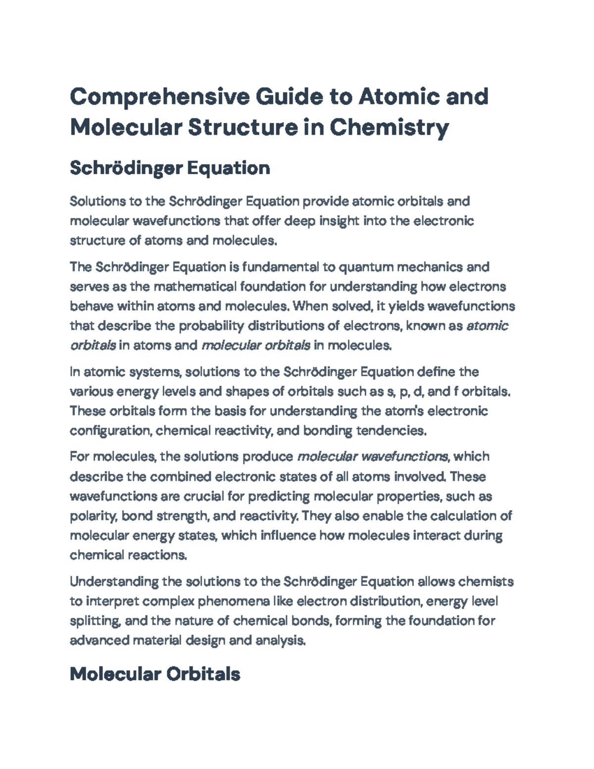 Comprehensive Overview of Atomic & Molecular Structure in Chemistry ...