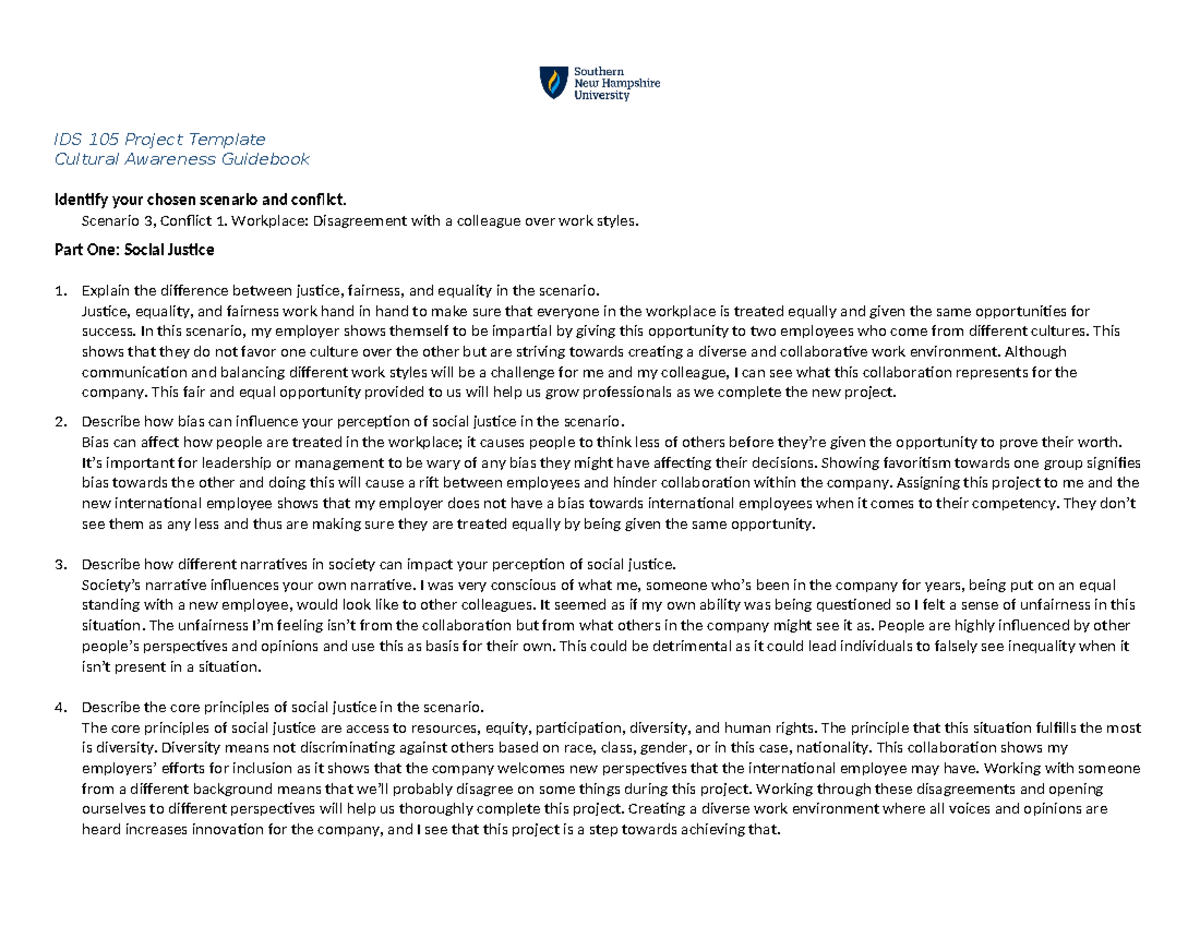 IDS 105 Project Template: Cultural Awareness Guidebook & Analysis - Studocu
