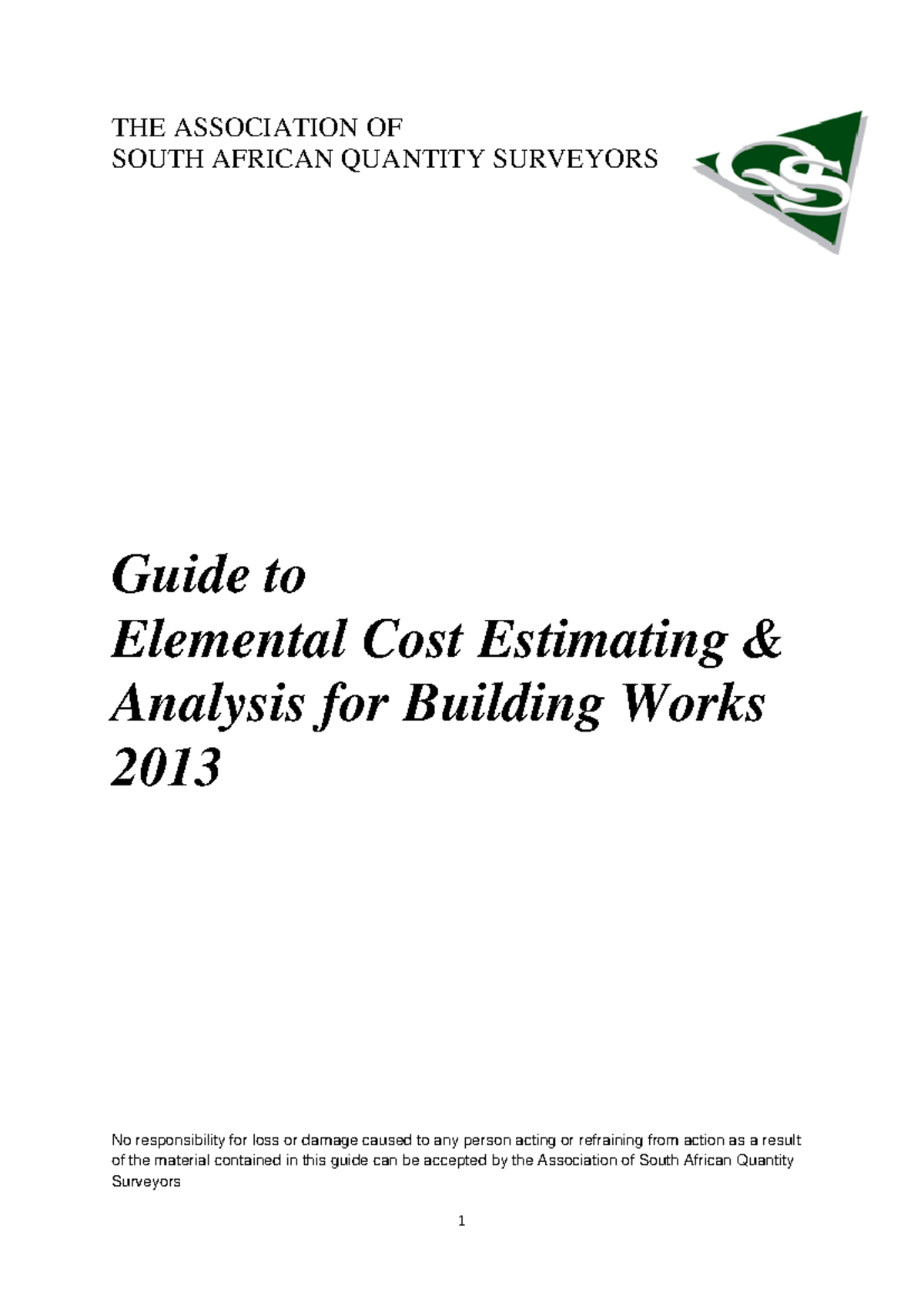 Guide to Elemental Cost Estimating for Building Works (2013) - Studocu