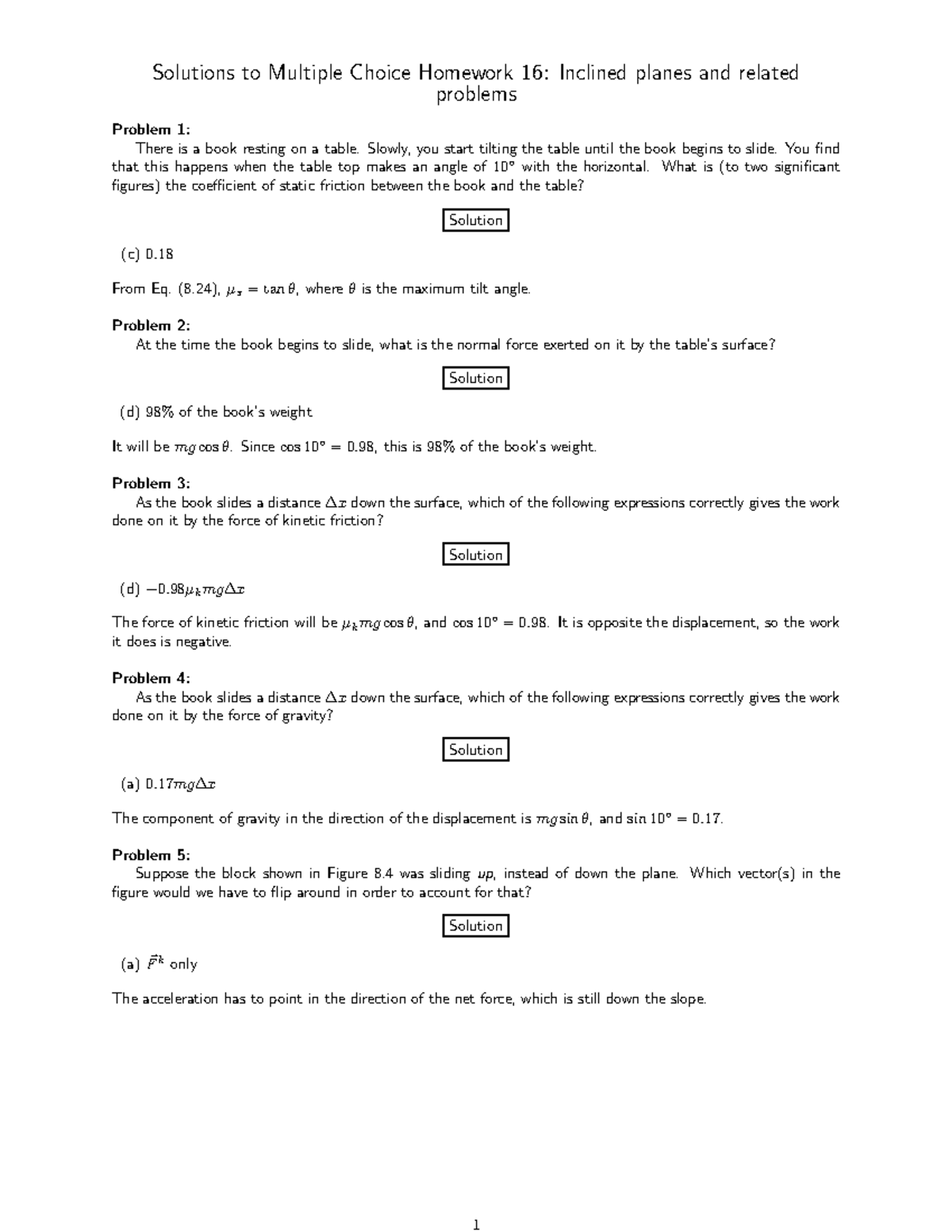 MC HW 16 - extra practice - Solutions to Multiple Choice Homework 16 ...