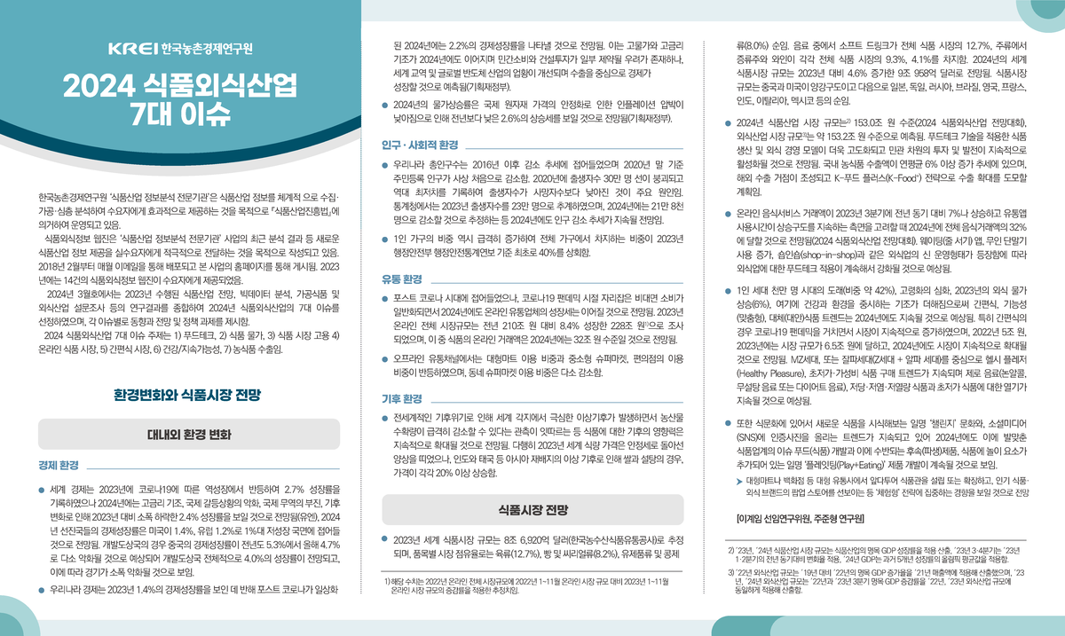 [2024년] 식품외식산업 7대 이슈 및 전망 분석 - Studocu