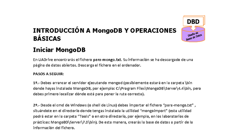 MongoDB: Ejercicios Básicos y Operaciones Prácticas - Studocu
