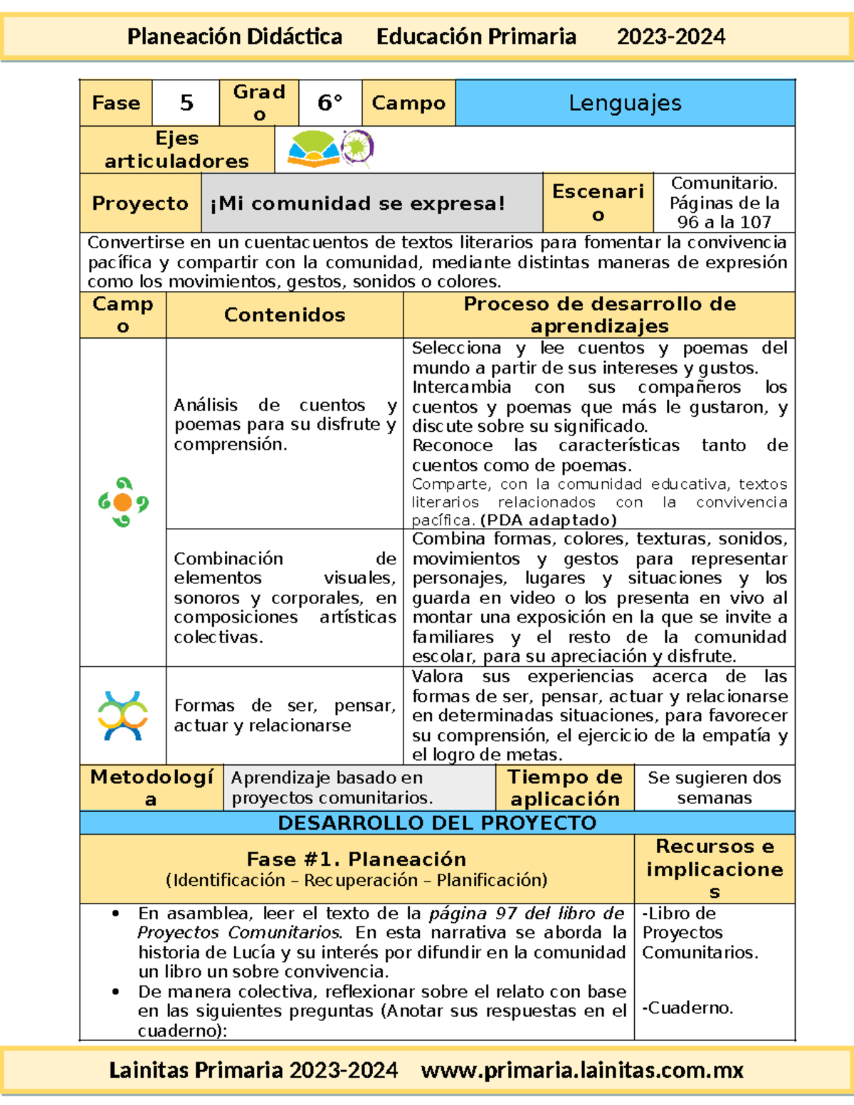 6to Grado - Proyecto de Lenguaje: Mi Comunidad se Expresa (2023-2024 ...