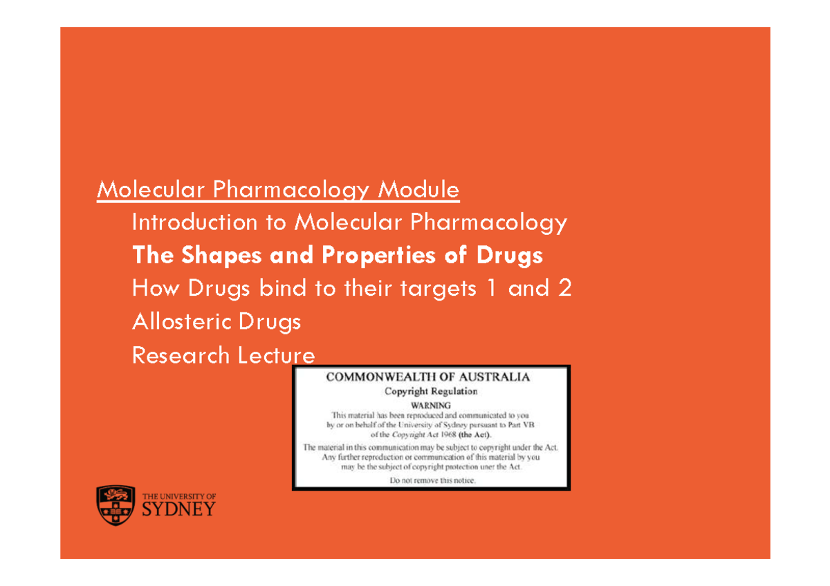 Molecular Pharmacology 2: Lecture on Drug Shapes & Interactions - Studocu