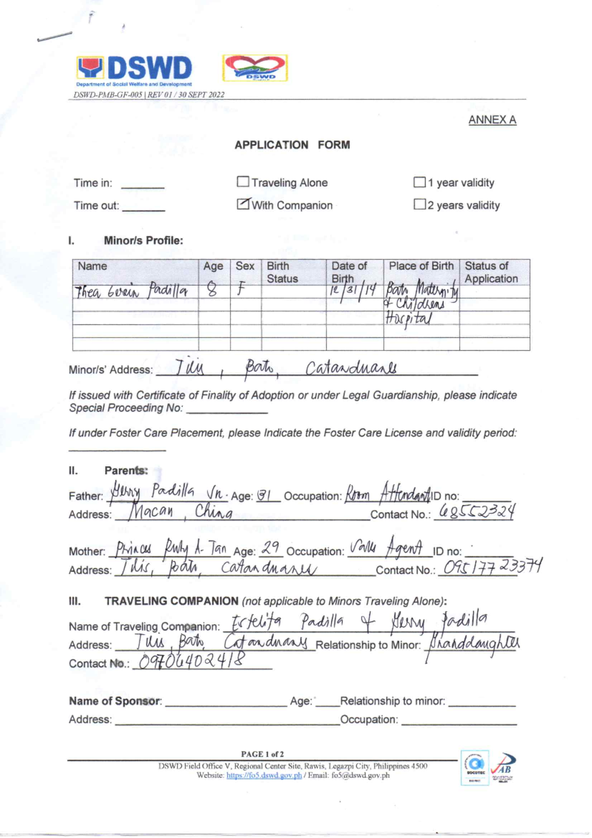 Application FORM AND Updated Cenomar - DSWD DSWD Department of Social ...