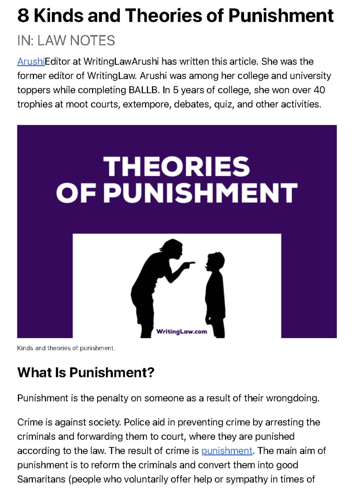 8 Essential Theories of Punishment in Law Notes (LAW101) - Studocu