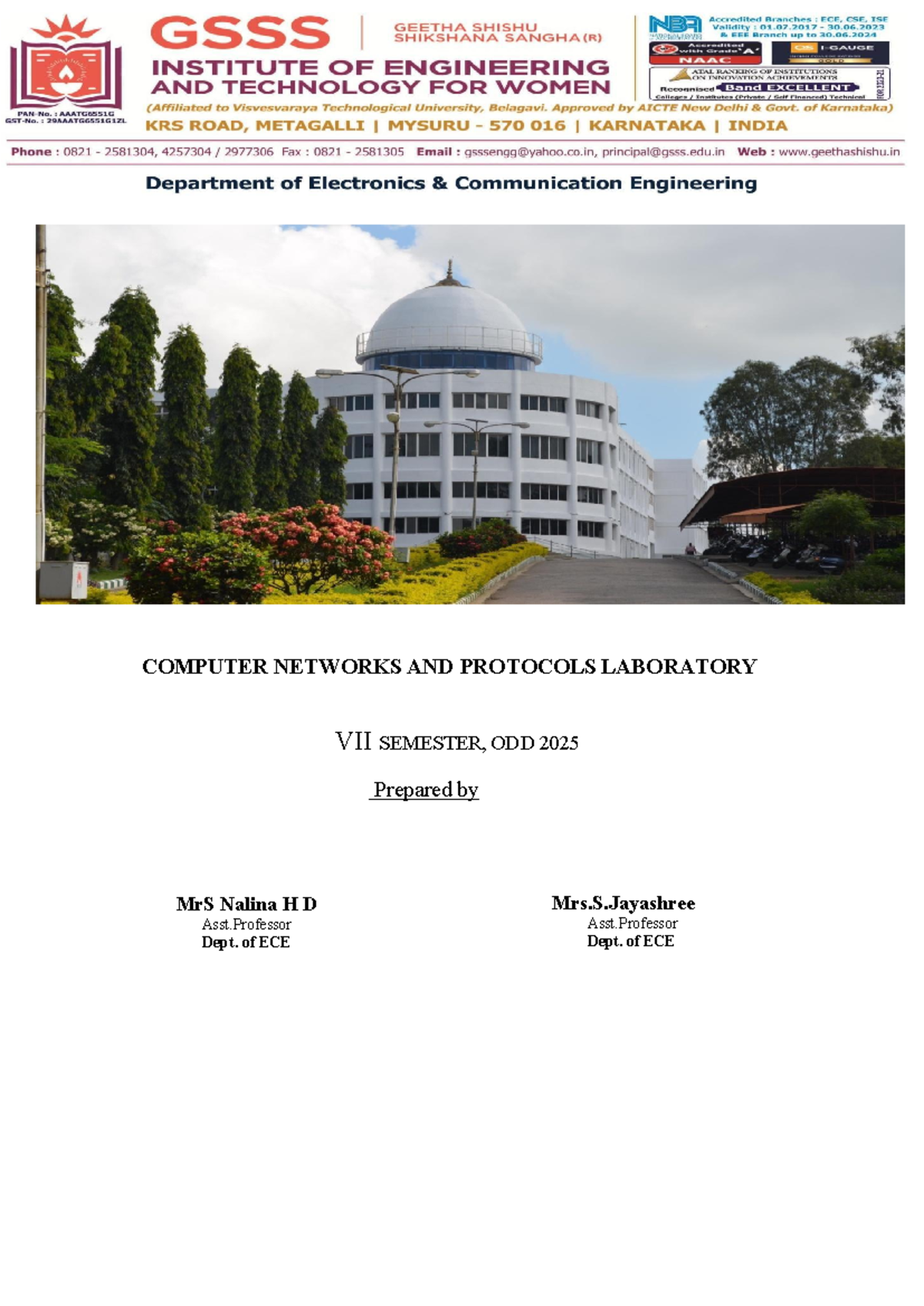 CNP VII SEMESTER LAB MANUAL - ODD 2025 - Studocu