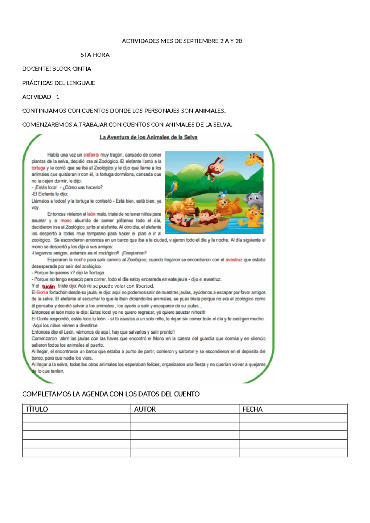 Actividades 5TA HORA Segundo MATE Y Lengua - ACTIVIDADES MES DE ...