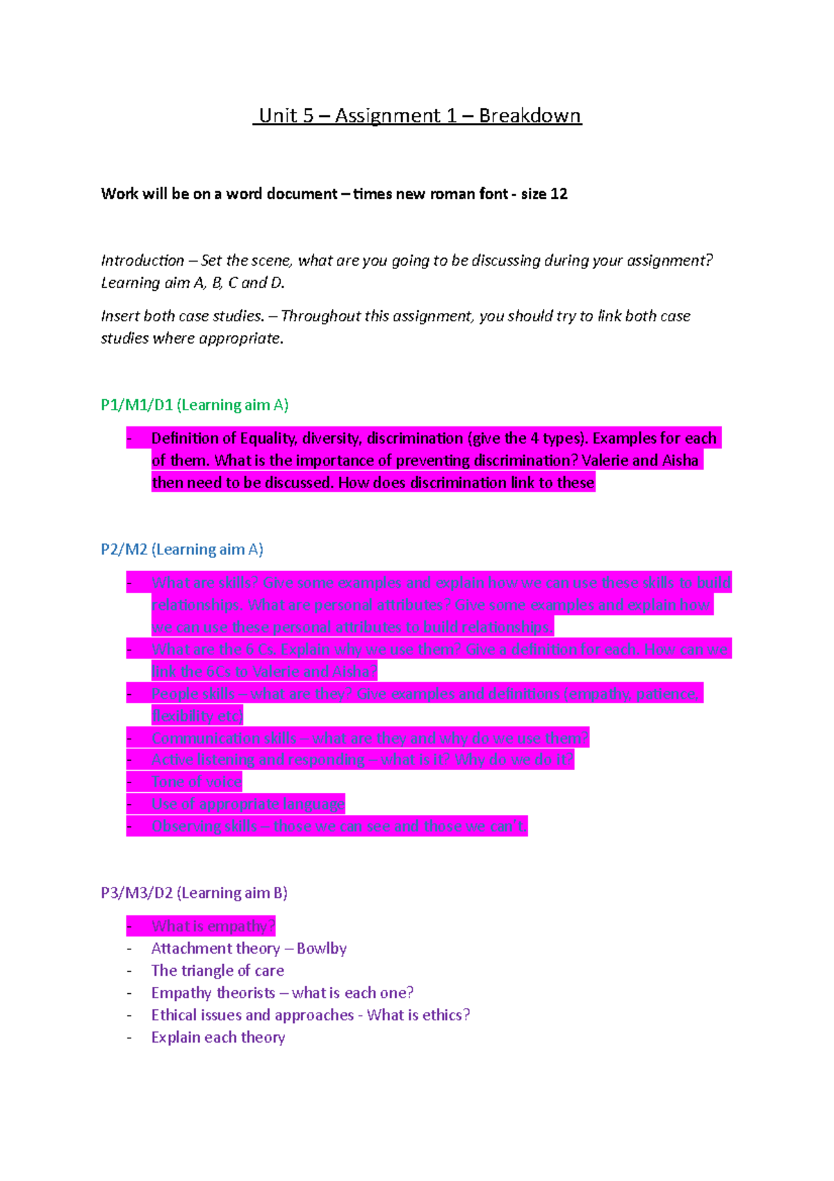 Unit 5: Assignment 1 Breakdown & Analysis Guide - Studocu