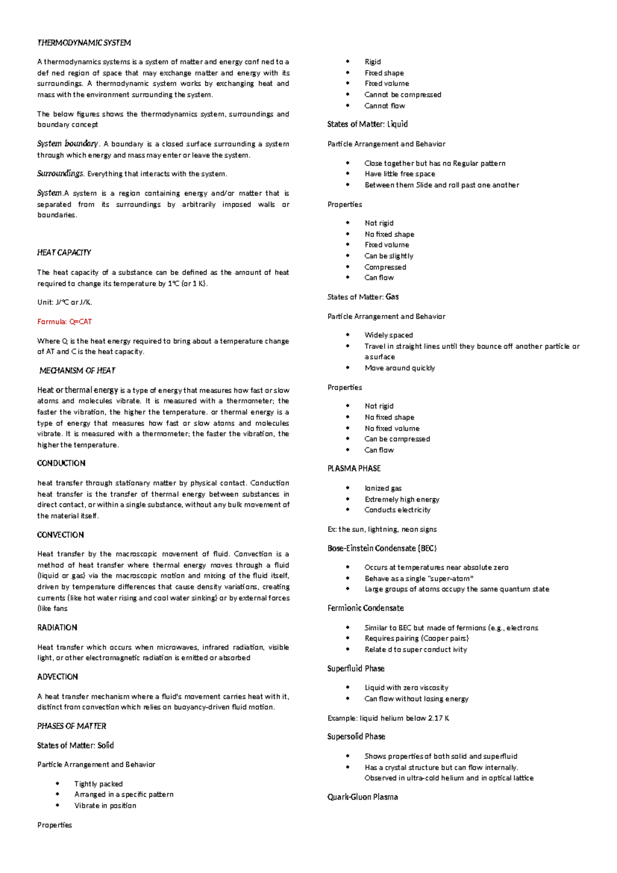 THERMODYNAMICS SYSTEMS: HEAT TRANSFER MECHANISMS & PHASES - Studocu