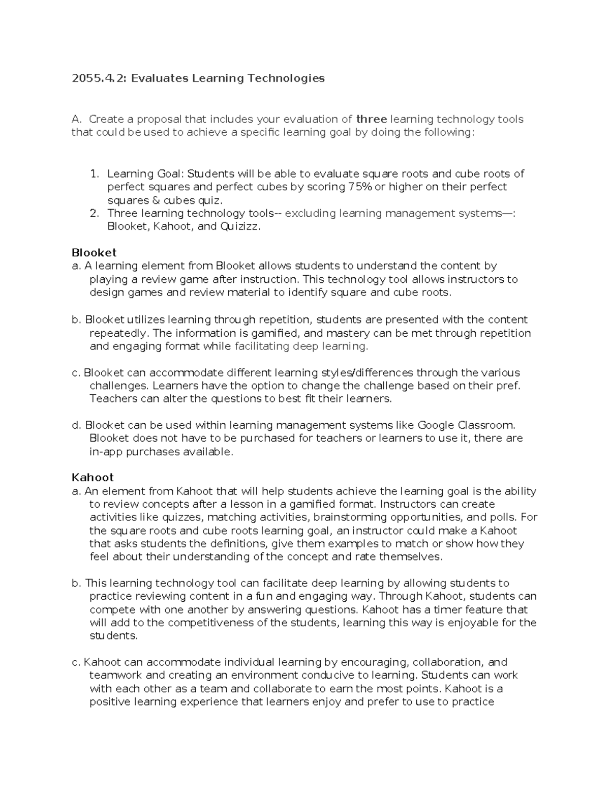 294 Task 2 - Evaluation of Learning Technology Tools for Student ...