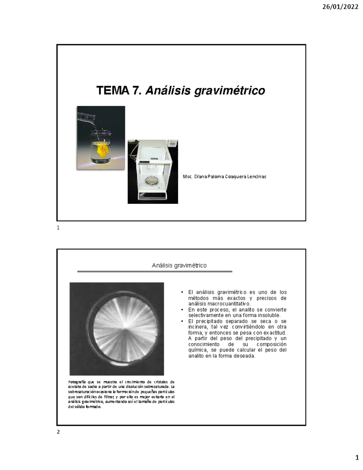 Tema 7: Análisis Gravimétrico en Química Analítica - Msc. Coaquera ...