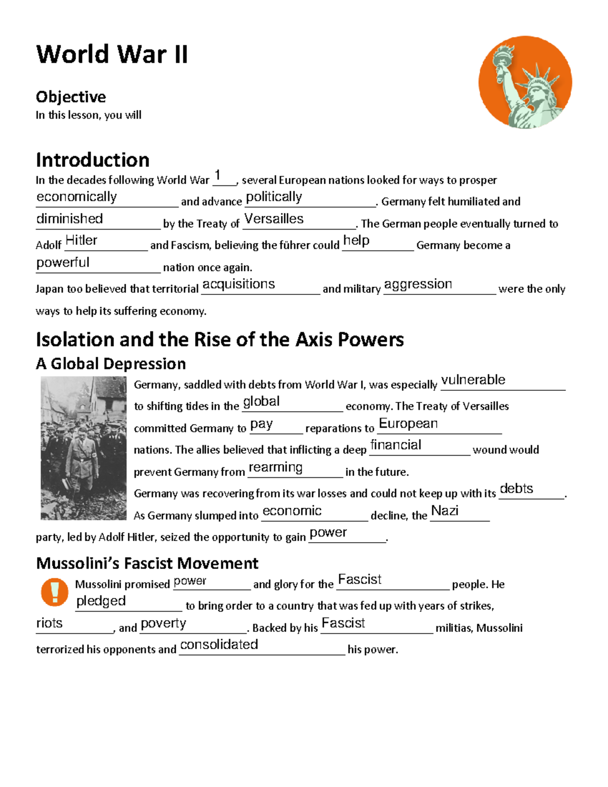 World War II: A Comprehensive Lesson on Key Events and Policies - Studocu