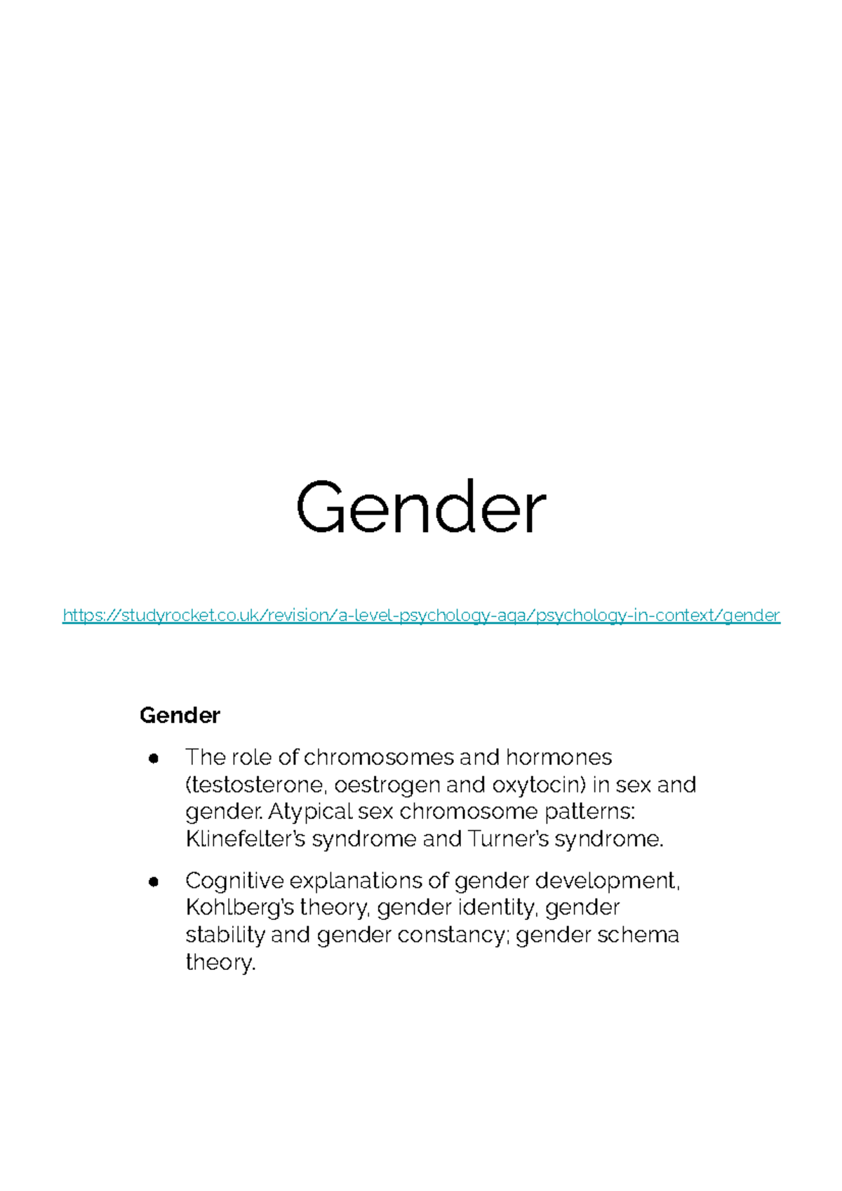 Gender Roles and Development: A Study of Psychology AQA (3) - Studocu