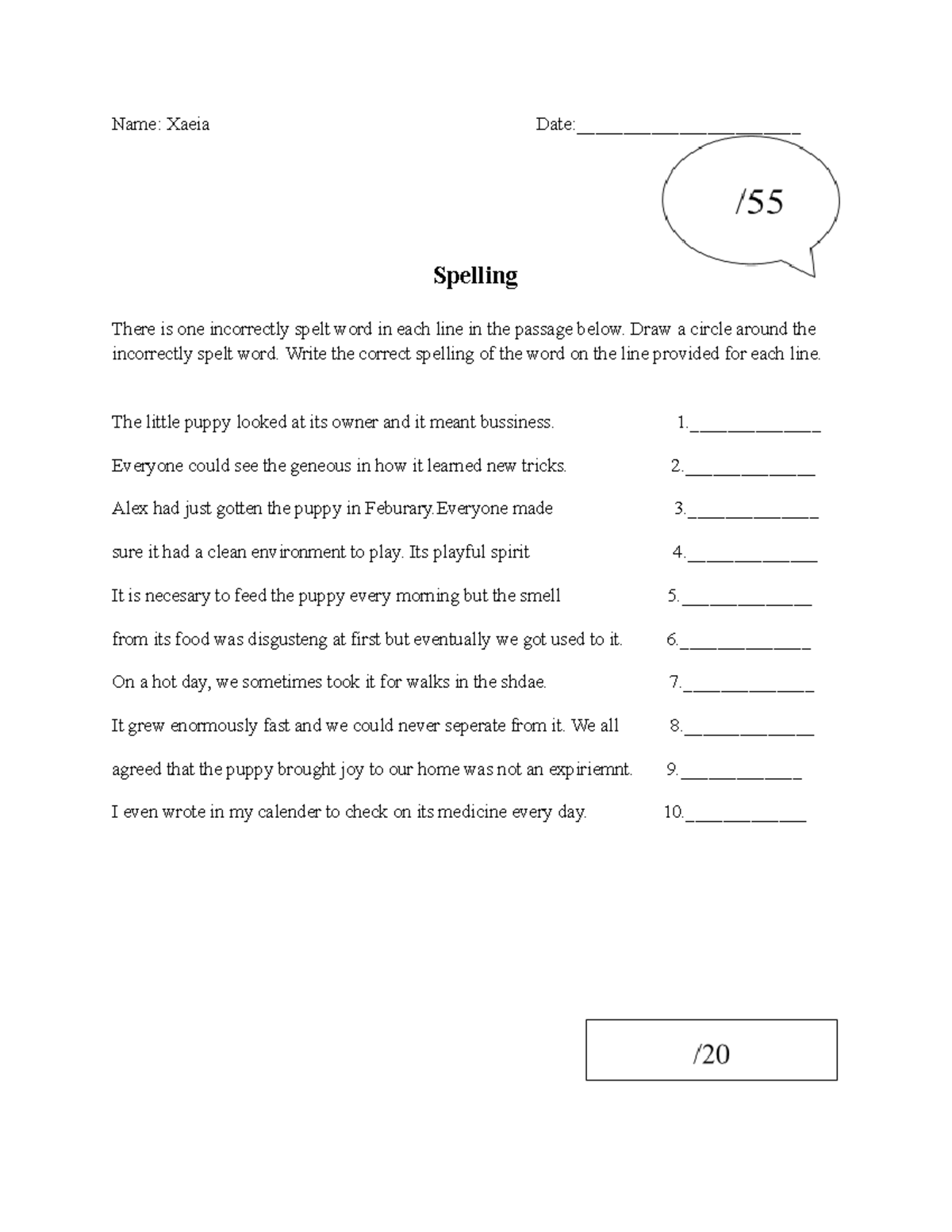 Xaeia March Test - Std 2 Math & English Spelling Corrections - Studocu