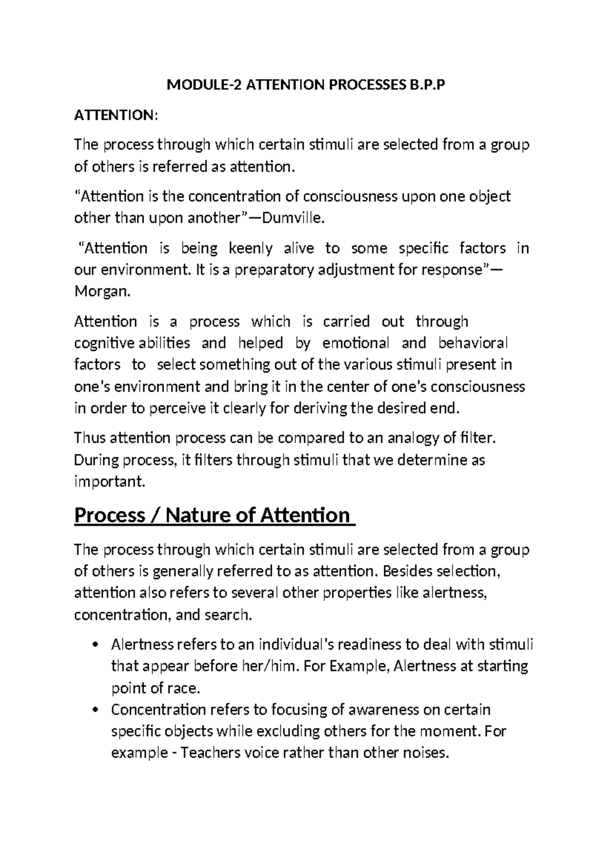Attention and Perception Processes in Psychology (B.P.P) - Studocu