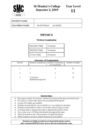 JR - Year 11 Physics NSW HSC Curriculum Notes - Year 11 Physics NSW HSC ...