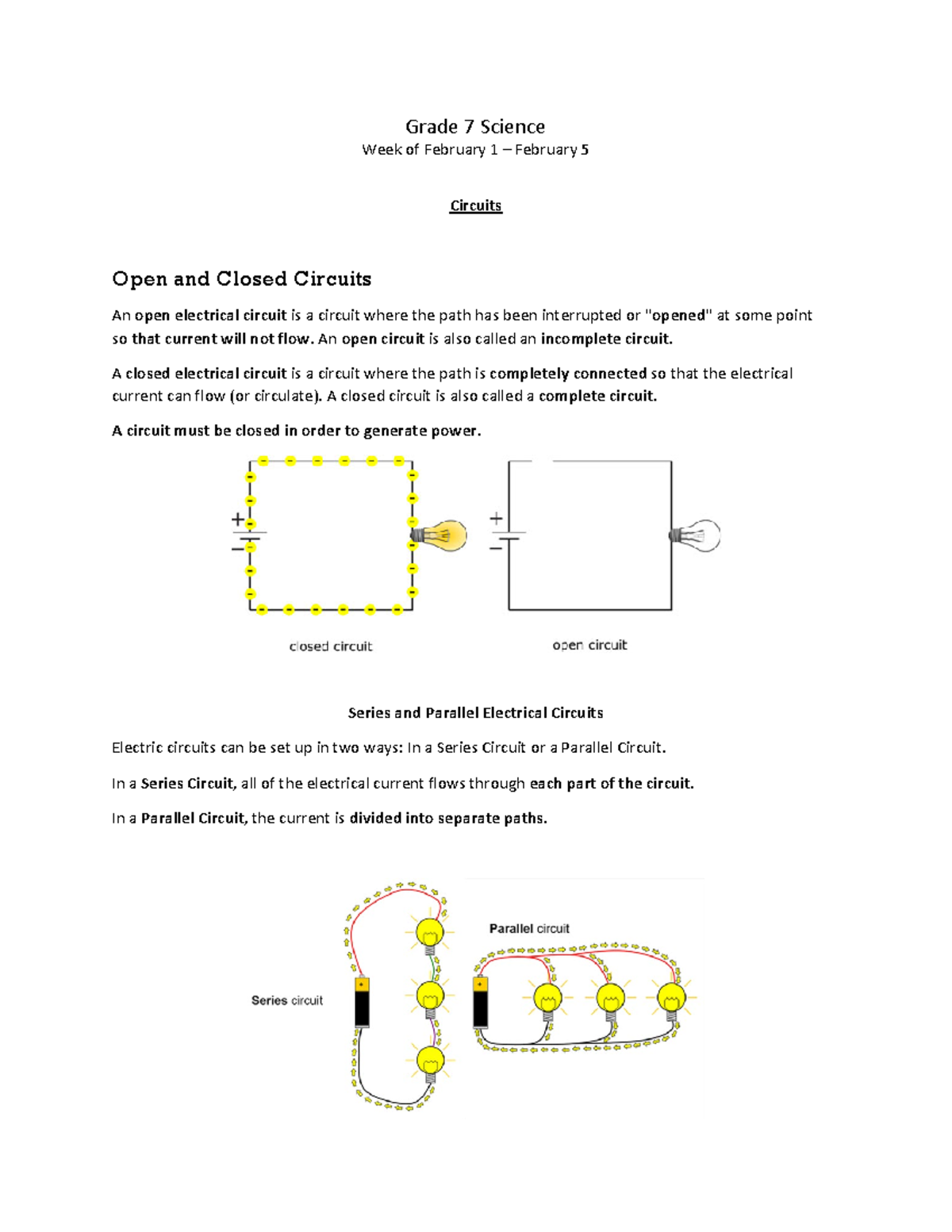 Science-7-Feb-1-5 Circuits - Grade 7 Science Week of February 1 ...