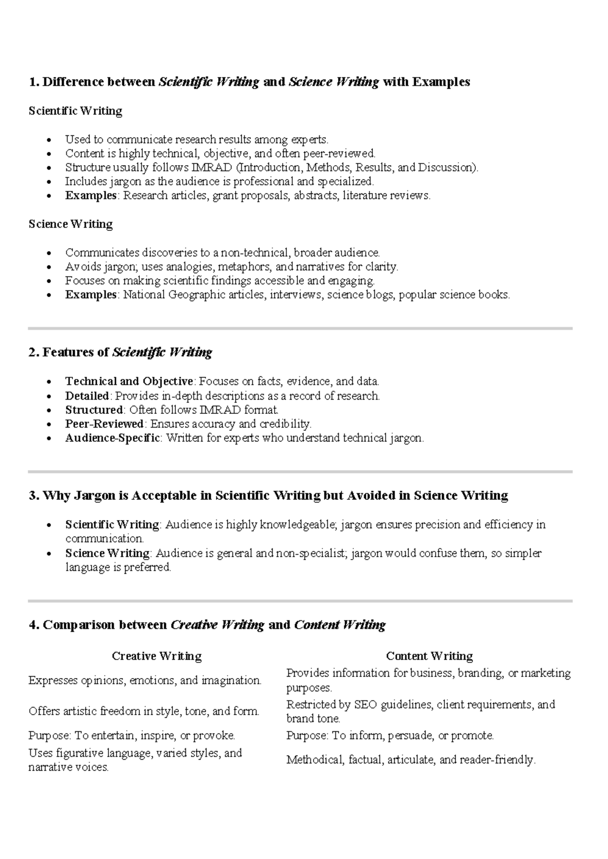 IND4 Notes: Scientific vs. Science Writing, Plagiarism, and Technical ...