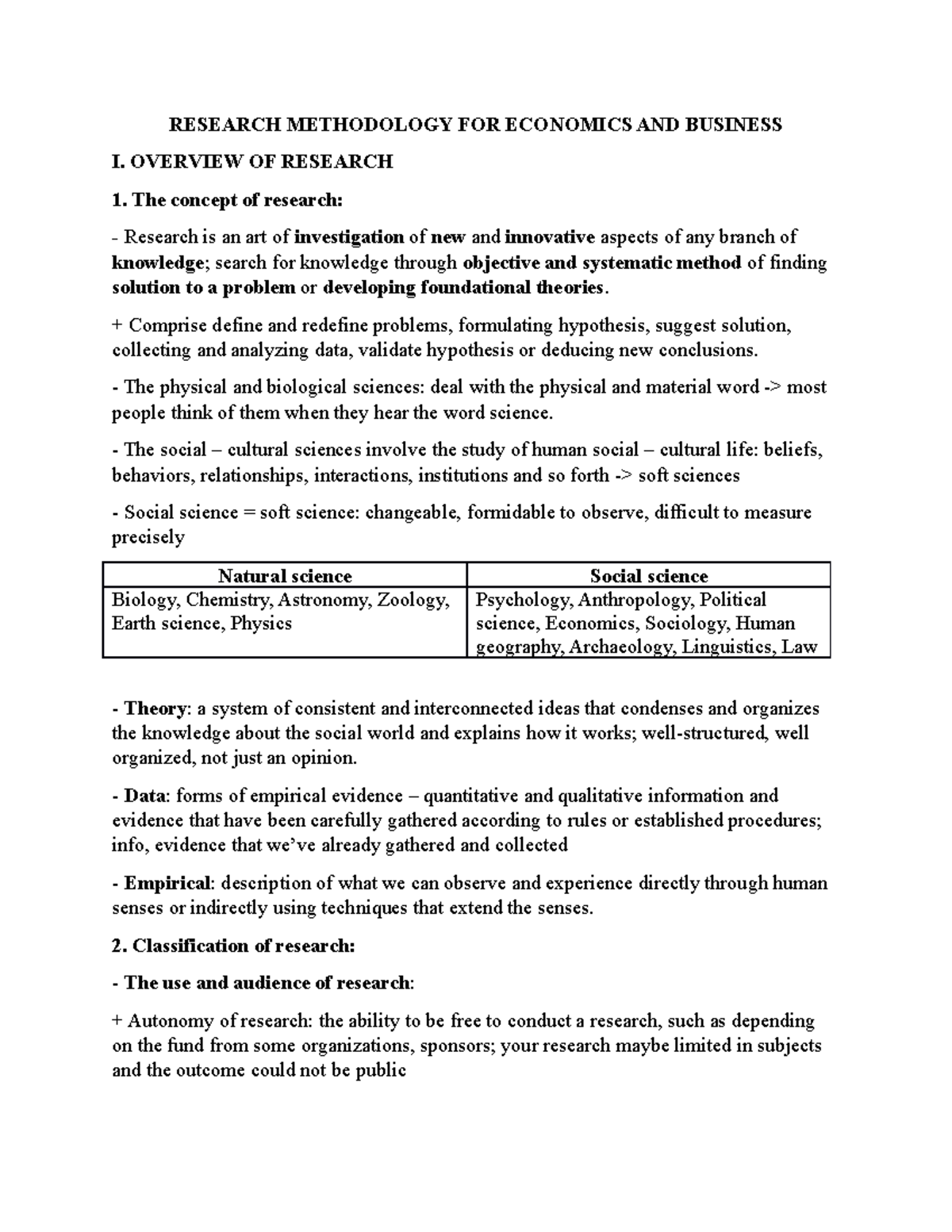 Research Methodology FOR Economics AND Business - RESEARCH METHODOLOGY ...
