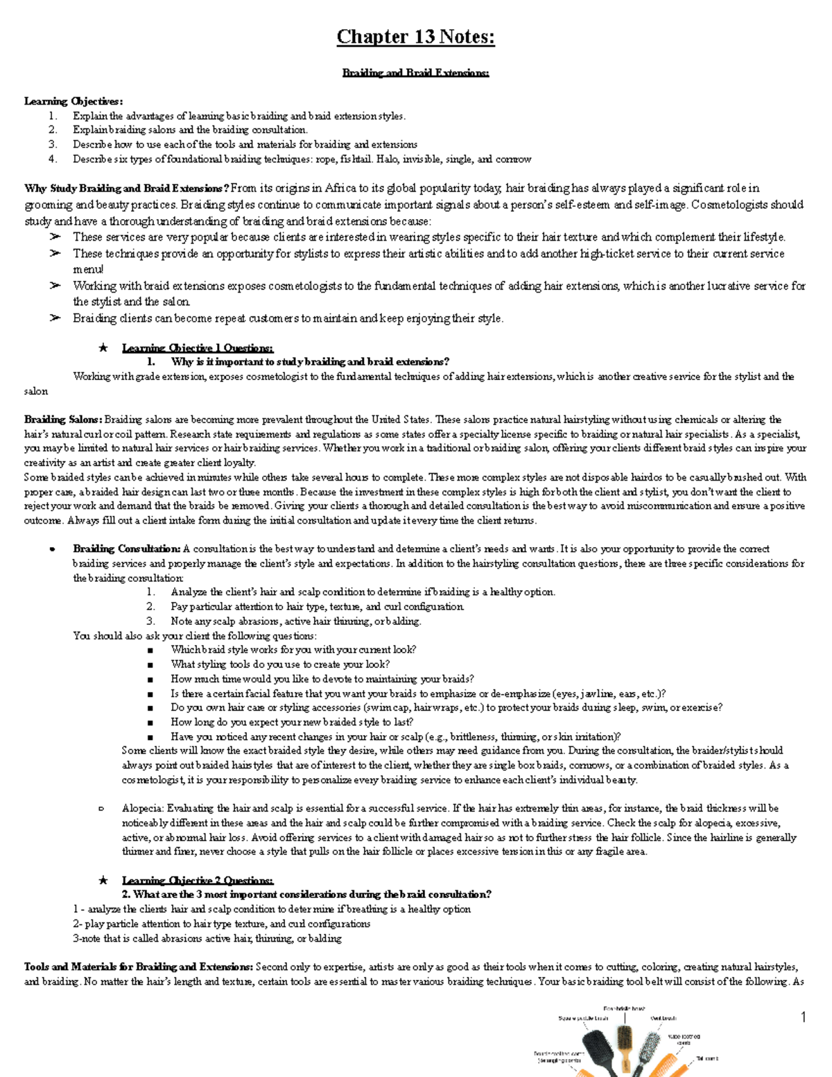 Cosmetology Essentials: Chapter 13 - Braiding Techniques Overview - Studocu