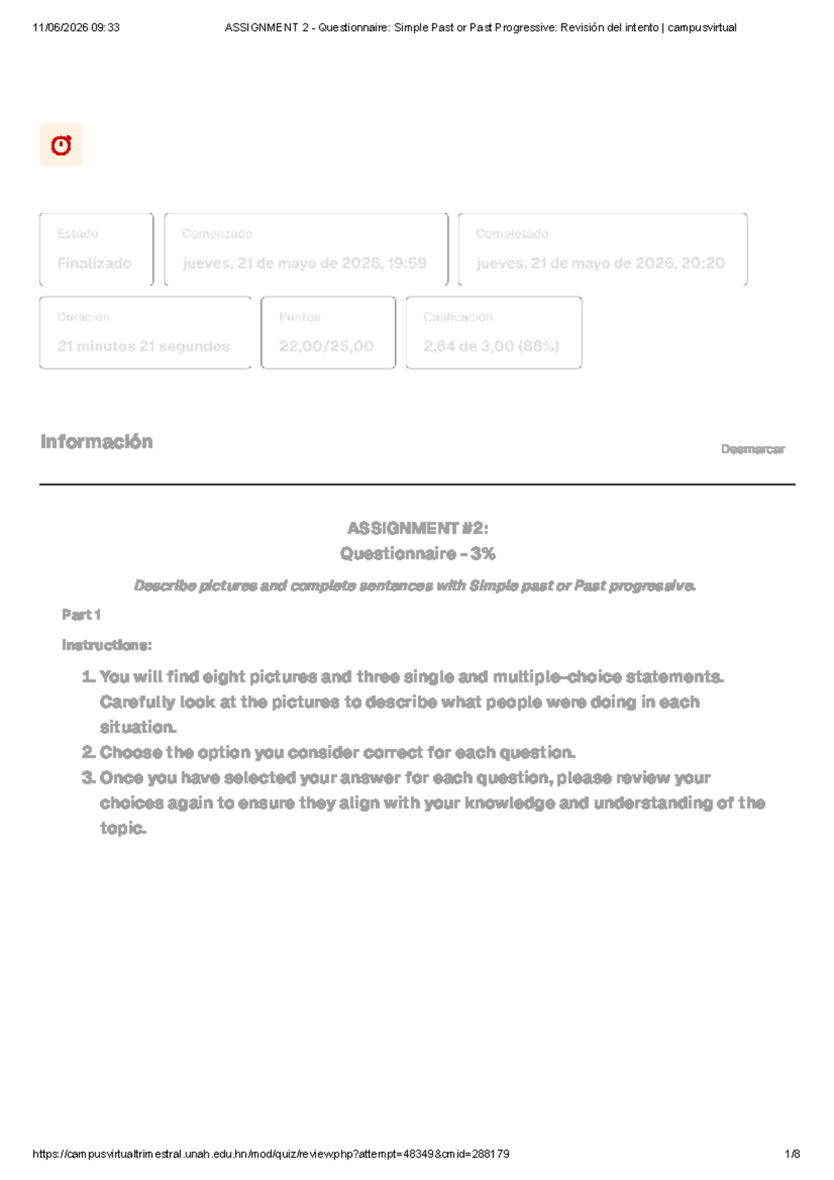 Assignment 2 - Questionnaire: Simple Past vs. Past Progressive - Studocu