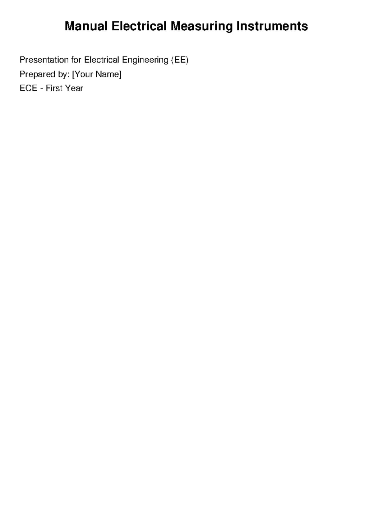EE Manual Instruments Presentation: Understanding Basics in Electrical ...