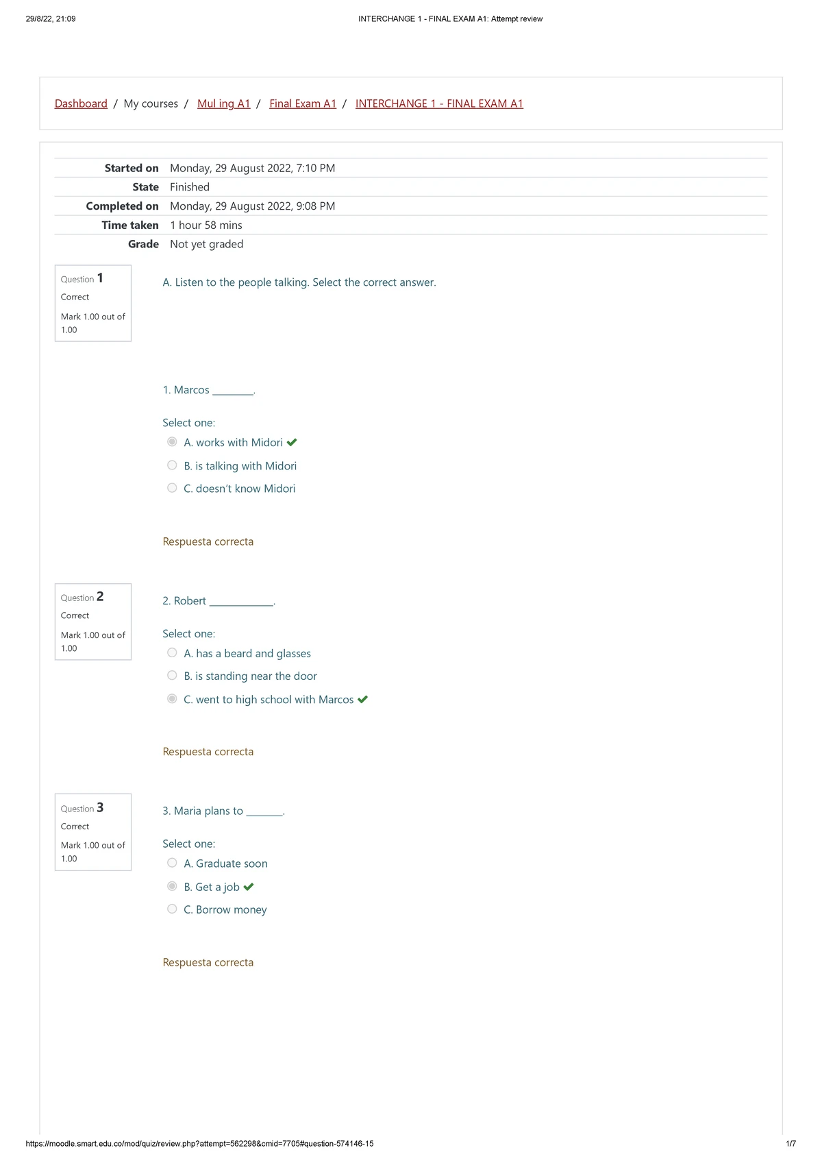 621251198 Interchange 1 Final EXAM A1 Attempt review - Dashboard / My ...