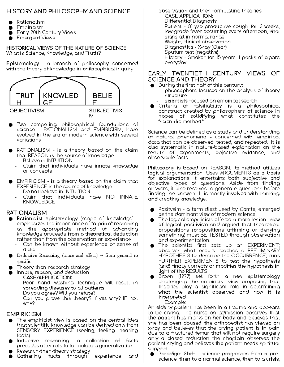 TFN History and Philosophy of Science: Rationalism vs. Empiricism - Studocu