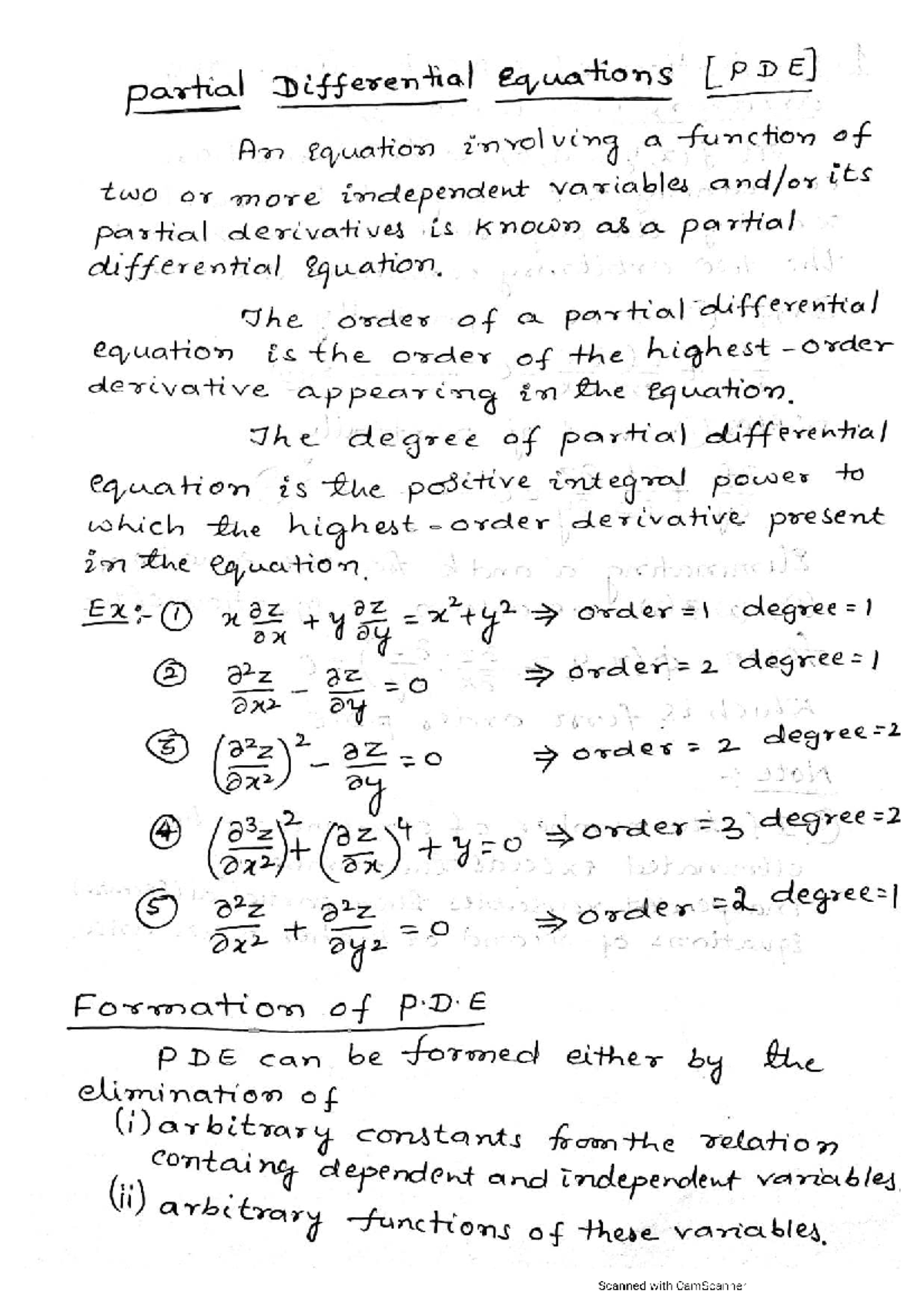 PDE-1: Comprehensive Notes on Partial Differential Equations - Studocu