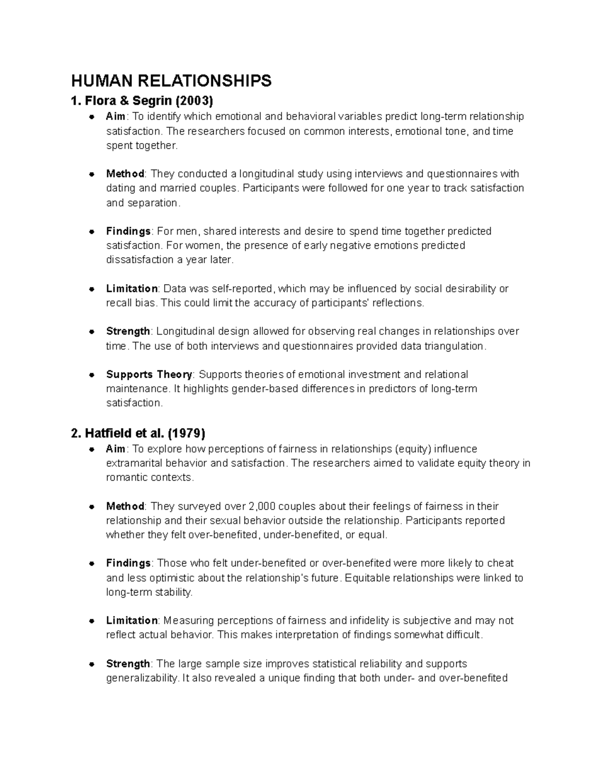 Psych 101: Human Relationships Study Notes for Exam Prep - Studocu