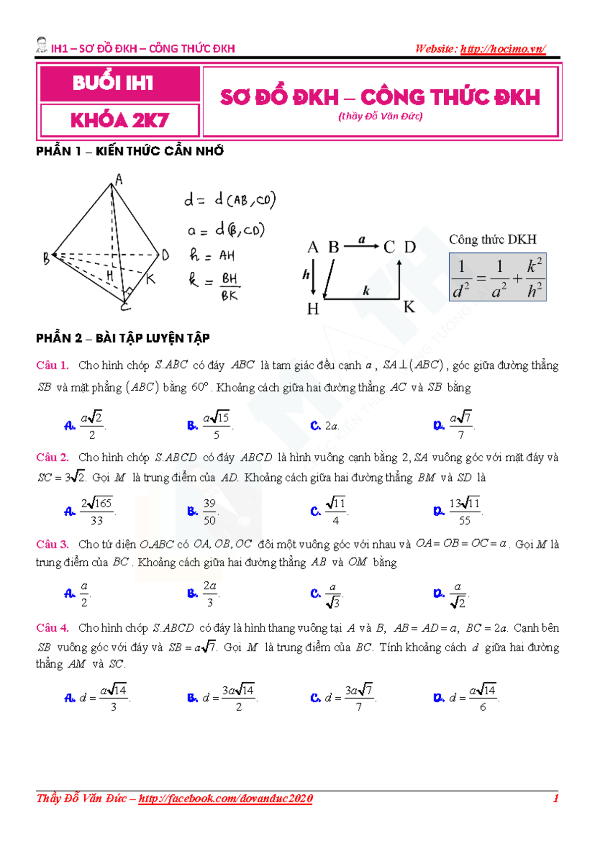 IH1 - SƠ ĐỒ VÀ CÔNG THỨC ĐỂ GIẢI BÀI TẬP ĐKH - Studocu