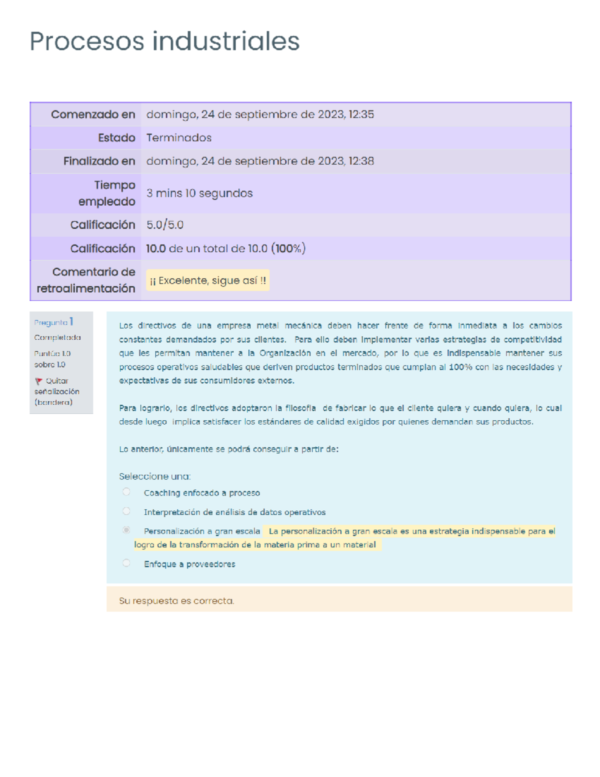 Procesos Industriales - Puntos Extras Autocalificables 2 - Studocu