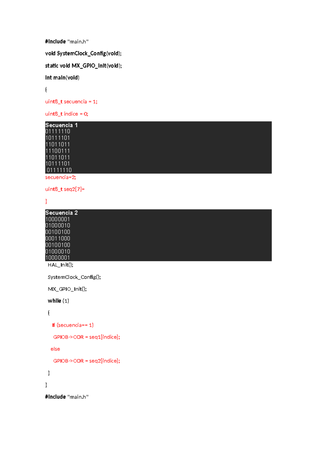 Practica 4 - INFORMES DE - #include "main" void SystemClock_Config(void); static void - Studocu