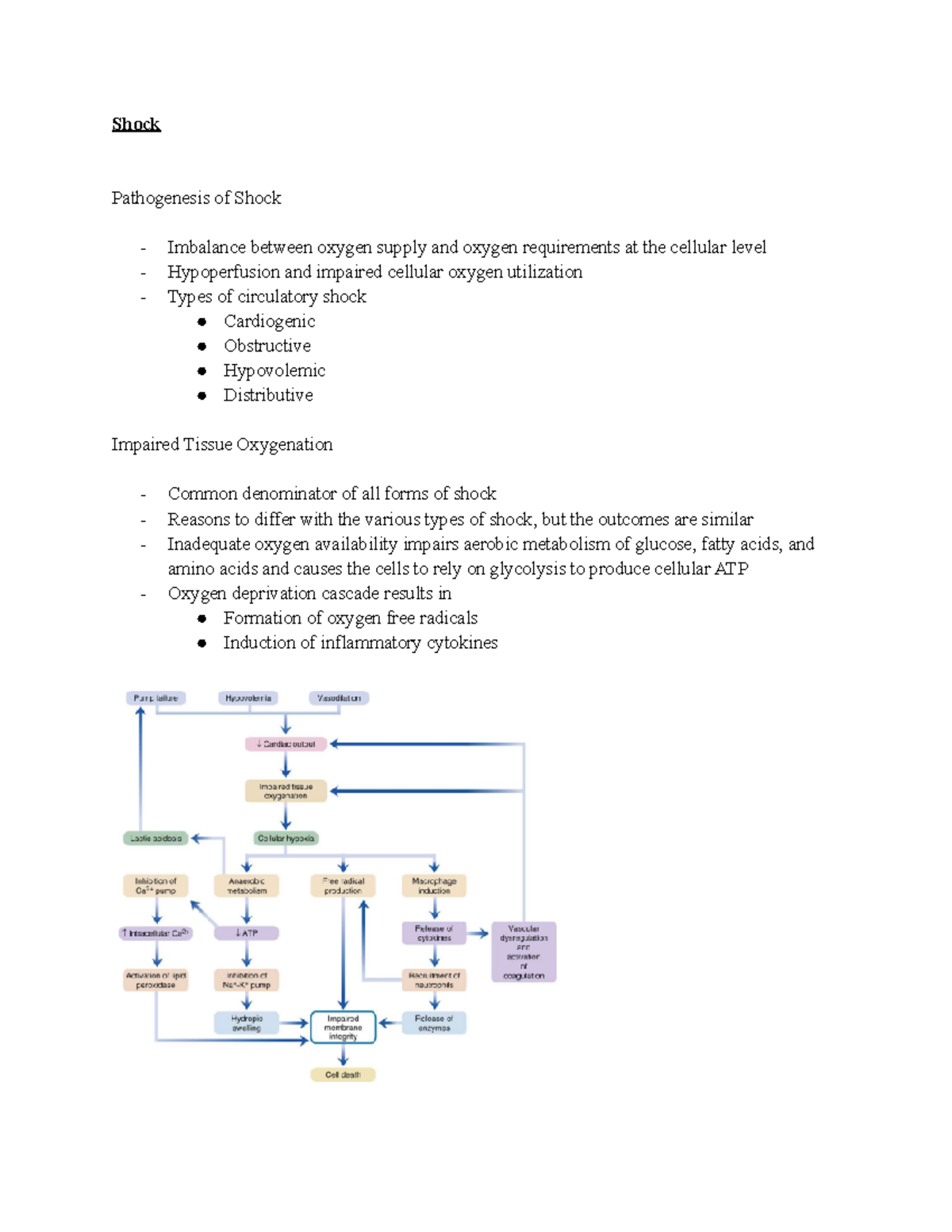 PATHO- Shock Notes - Shock Pathogenesis of Shock Imbalance between ...