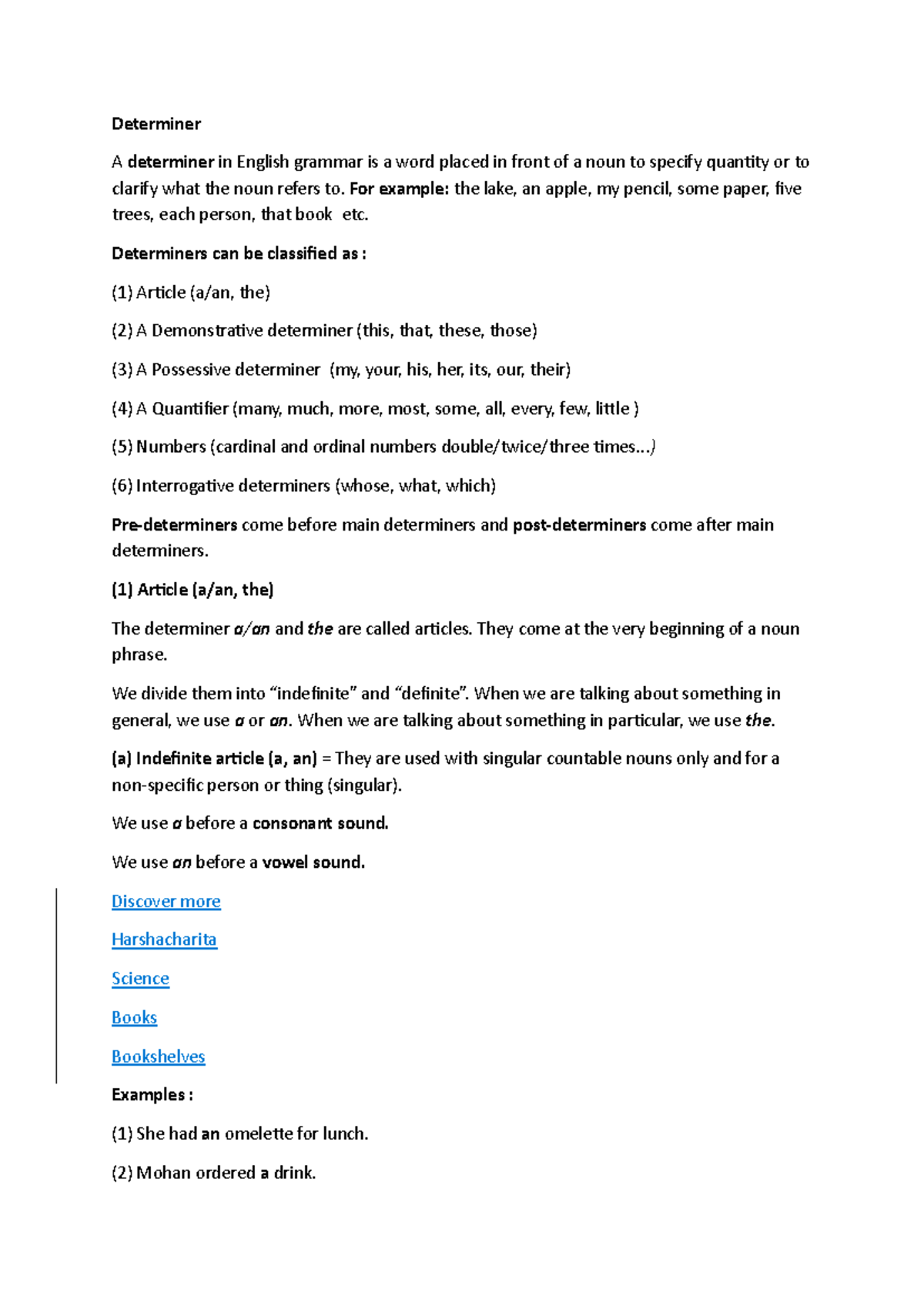 Understanding Determiners in English Grammar - ENG101 - Studocu