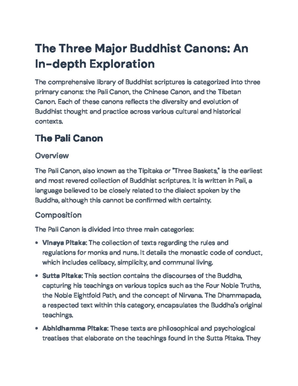 The Three Major Buddhist Canons: Pali, Chinese, and Tibetan Overview ...